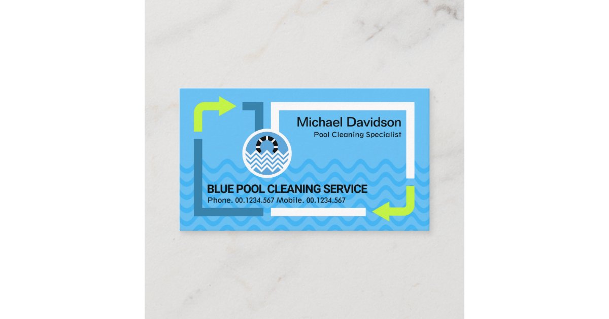 Clean Flowing Waters Swimming Pool Cleaning Business Card | Zazzle