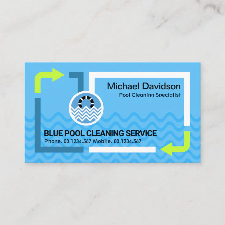 Clean Flowing Waters Swimming Pool Cleaning Business Card | Zazzle