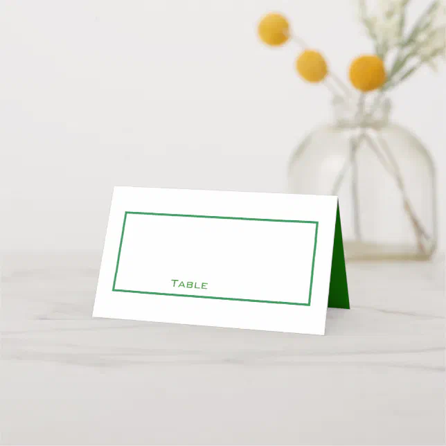 Clean Green and White Place card | Zazzle