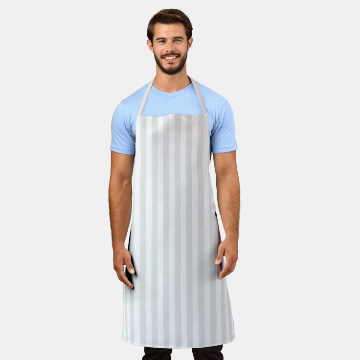 Clean, Minimal Gray & White Stripes Apron | Zazzle