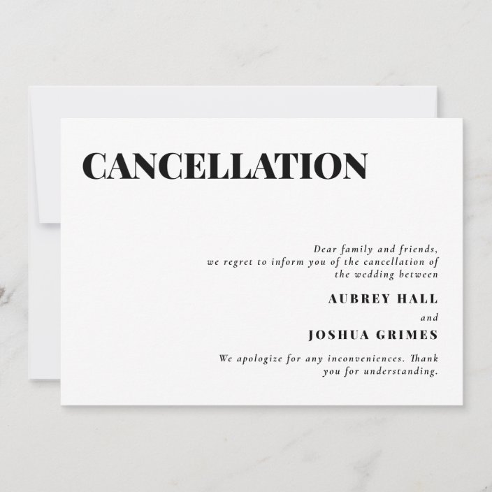 Clean Minimal Wedding Cancellation Invitation | Zazzle