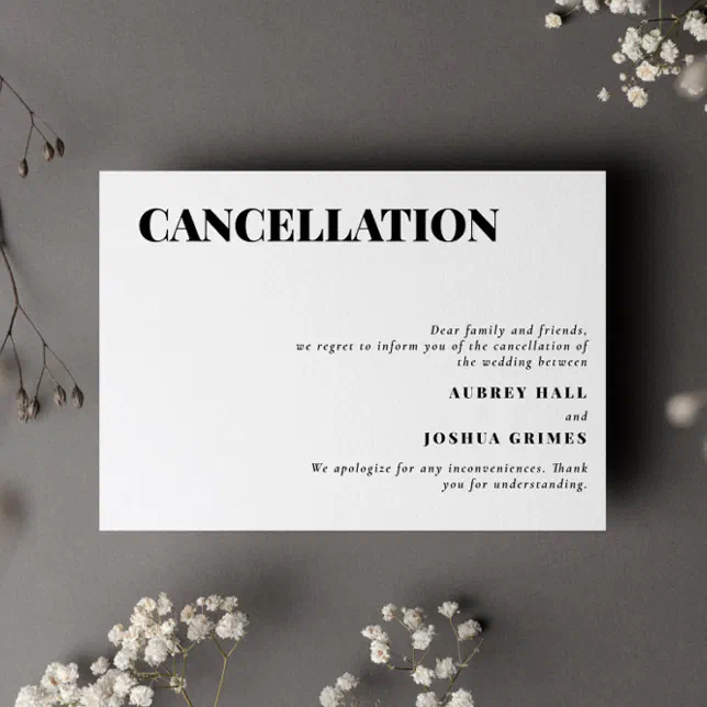 Clean Minimal Wedding Cancellation Invitation | Zazzle