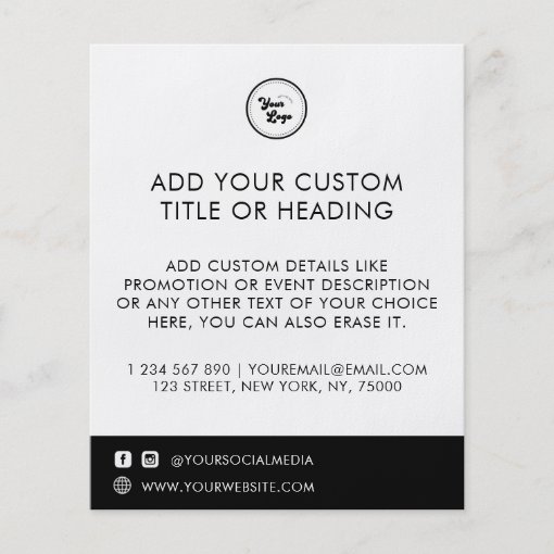 Clean Minimalist Custom Business Logo Social Media Flyer | Zazzle