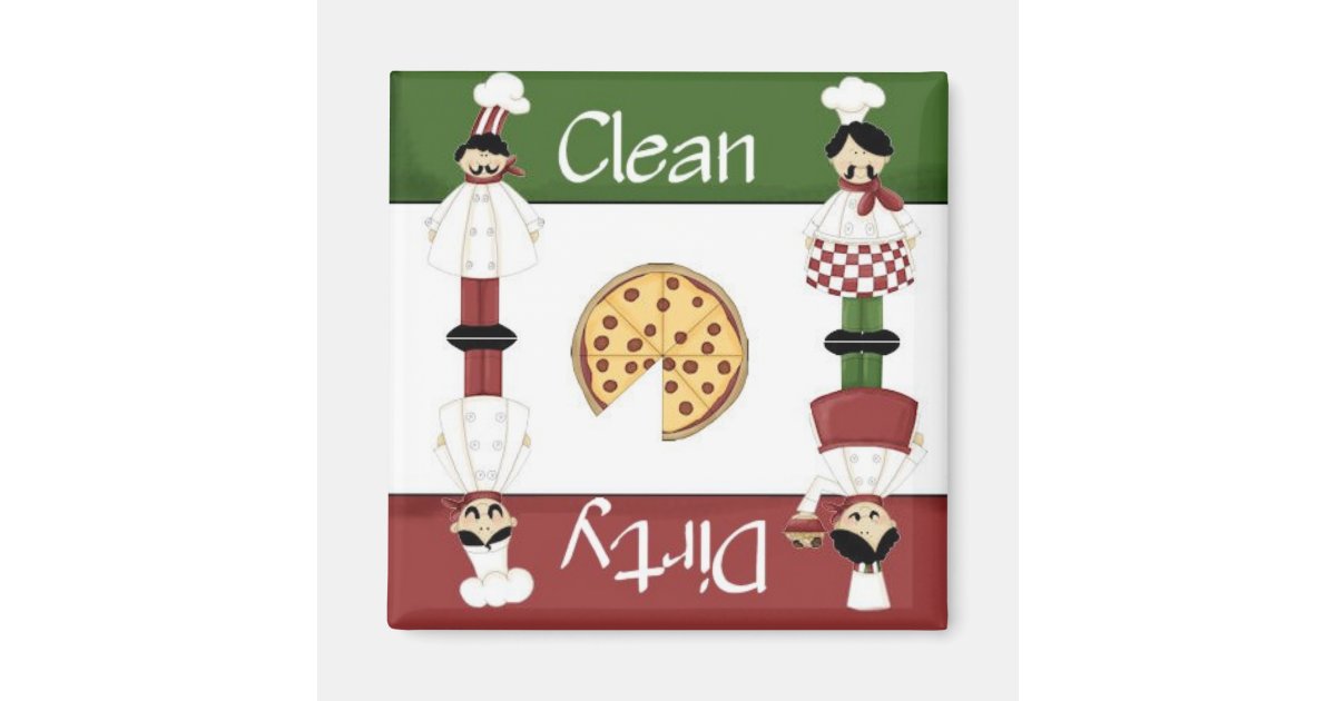 Clean or Dirty Italian Chef Dishwasher Magnet | Zazzle