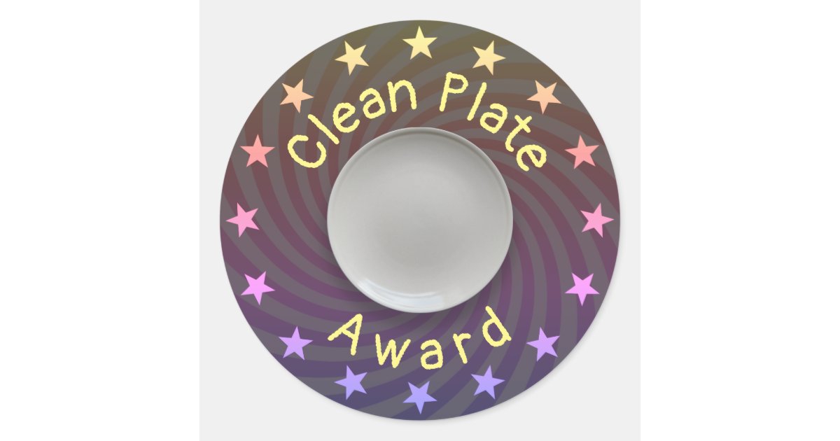 Clean plate award classic round sticker | Zazzle