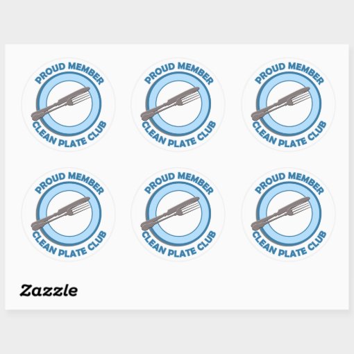 Clean Plate Club Proud Member Classic Round Sticker | Zazzle