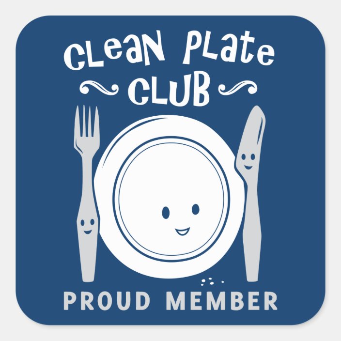 Clean Plate Club Square Sticker | Zazzle.com