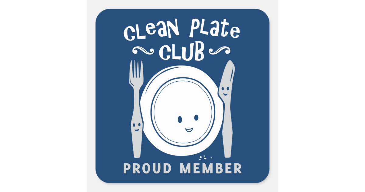 Clean Plate Club Square Sticker | Zazzle