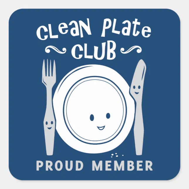 Clean Plate Club Square Sticker | Zazzle