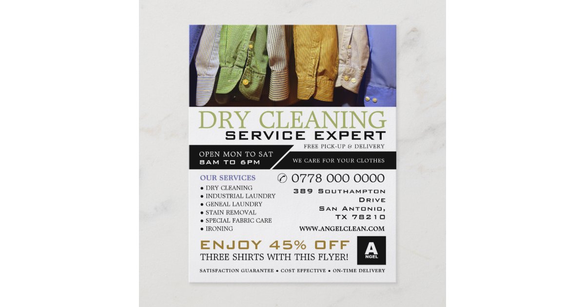 Clean Shirts, Dry Cleaners, Cleaning Advertising Flyer | Zazzle