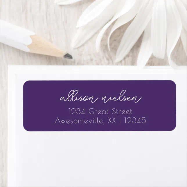 Clean Simple Minimal Informal Casual Dark Purple Label | Zazzle