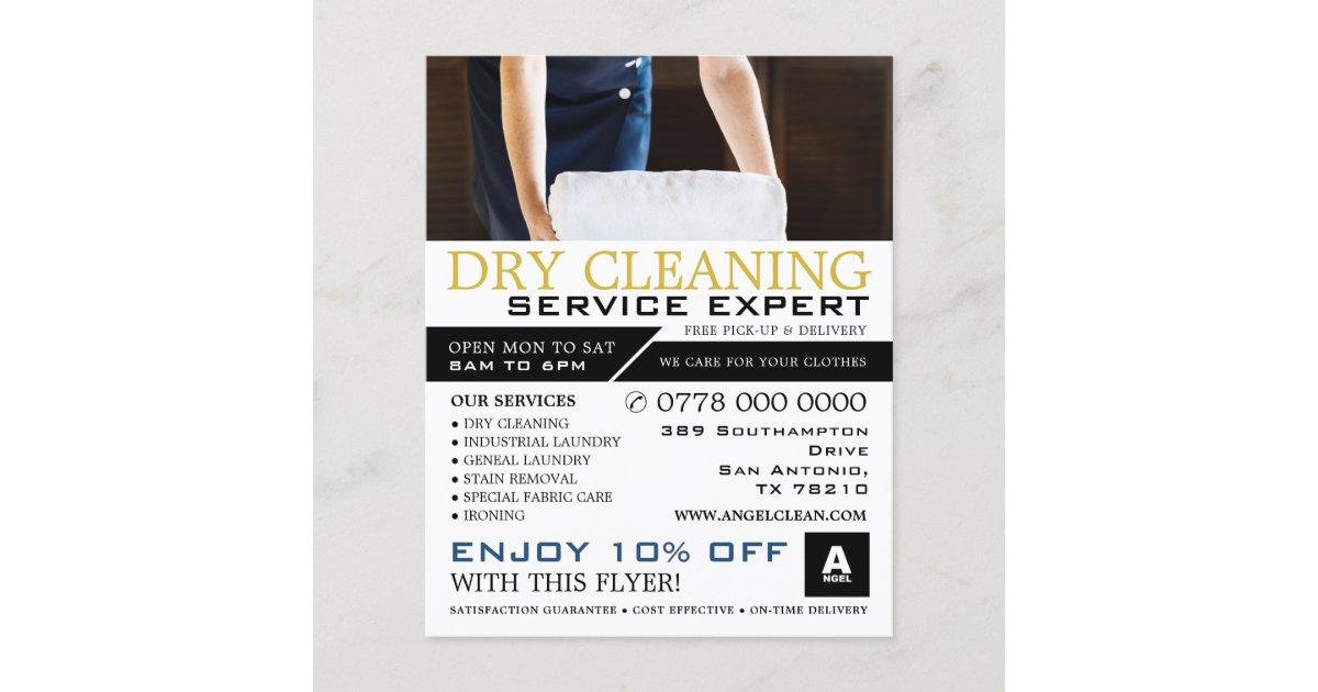 Clean Towels, Dry Cleaners, Cleaning Advertising Flyer | Zazzle