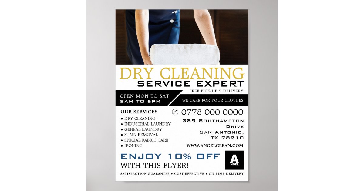 Clean Towels, Dry Cleaners, Cleaning Advertising Poster | Zazzle