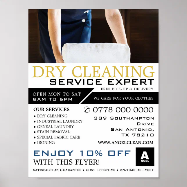 Clean Towels, Dry Cleaners, Cleaning Advertising Poster | Zazzle