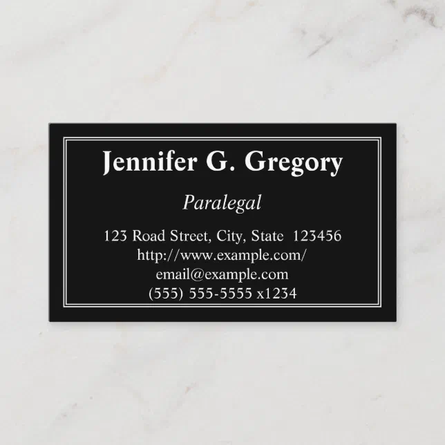 Clean & Traditional Paralegal Business Card | Zazzle