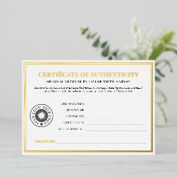 Clean Your Logo Certificate of Authenticity Foil Invitation | Zazzle