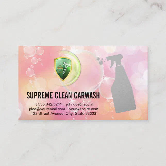 Cleaning Bucket Broom | Spray Bottle | Bubbles Business Card | Zazzle