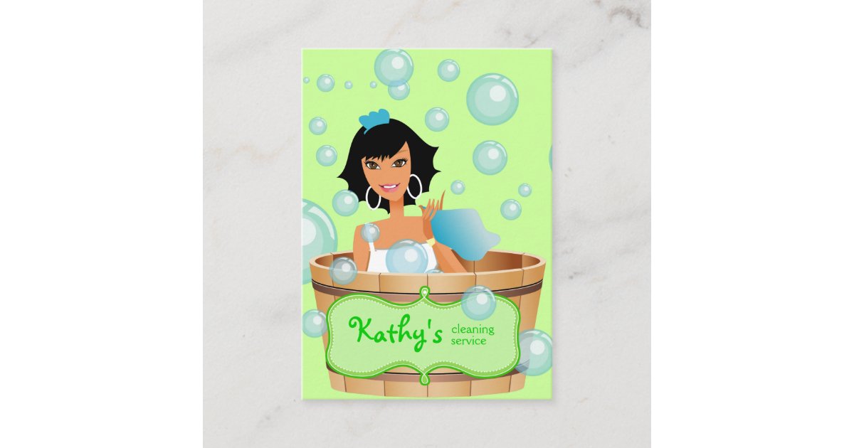 Cleaning Business Card Bucket Bubbles Green | Zazzle