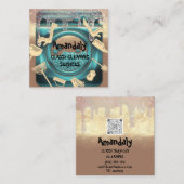 Cleaning House Service QR Code Drips Gold Laundry Square Business Card ...