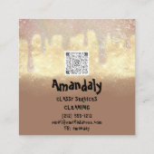 Cleaning House Service QR Code Drips Gold Laundry Square Business Card ...