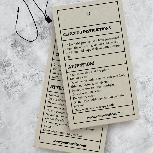 Cleaning Instructions Product Care Hang Tag Card | Zazzle