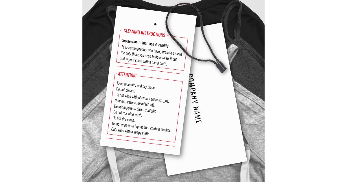 Cleaning Instructions Product Care Hang Tag Card | Zazzle