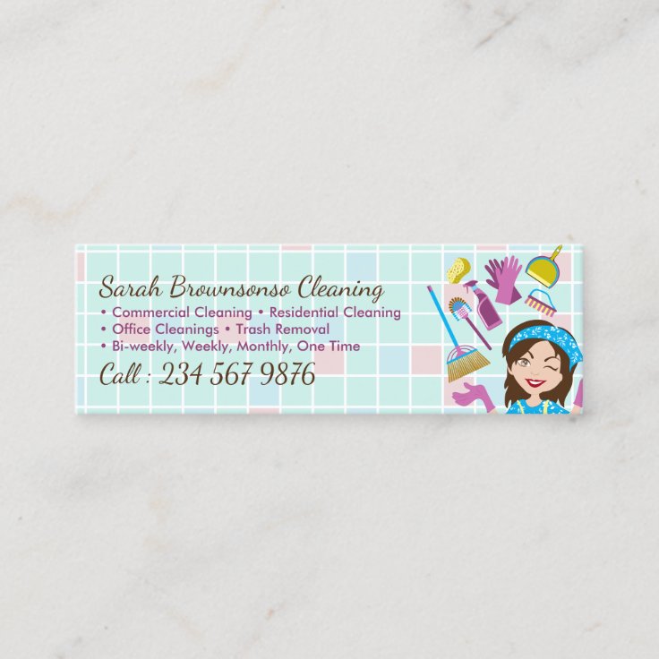 Cleaning Janitorial Lady House Keeper Kitchen Wall Mini Business Card ...