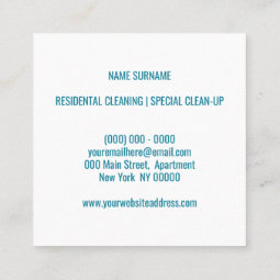 Cleaning janitorial simple housekeeper square business card | Zazzle