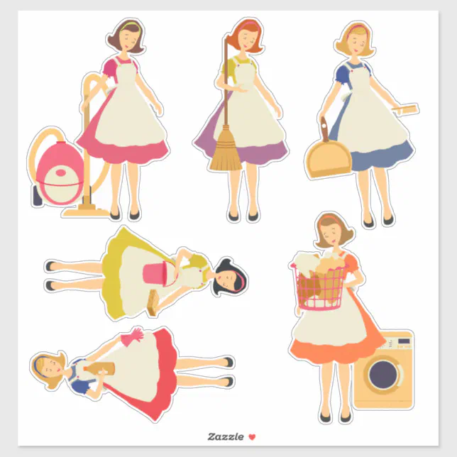 Cleaning Ladies, Housework and Chores Sticker | Zazzle