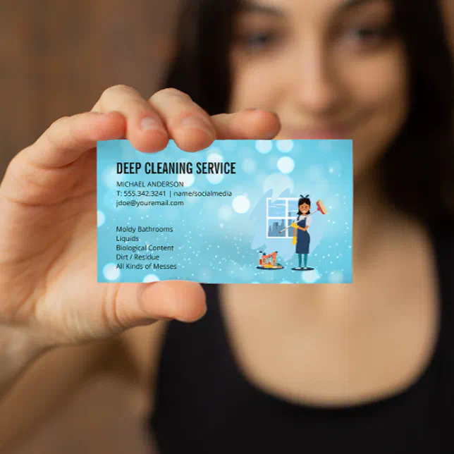 Cleaning Lady | Cleaning Service Business Card | Zazzle