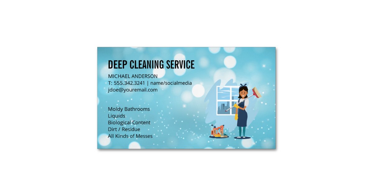 Cleaning Lady | Cleaning Service Business Card Magnet | Zazzle
