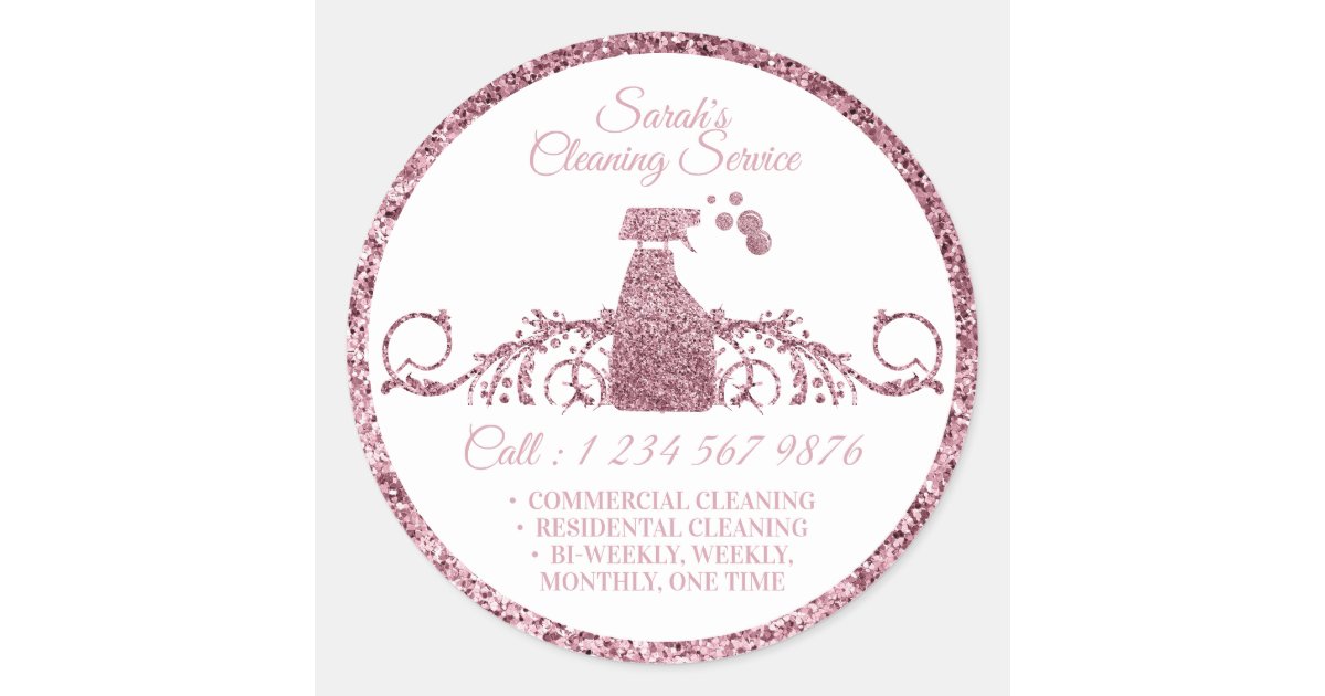 Cleaning Maid Janitorial sparkle glitter best Classic Round Sticker ...