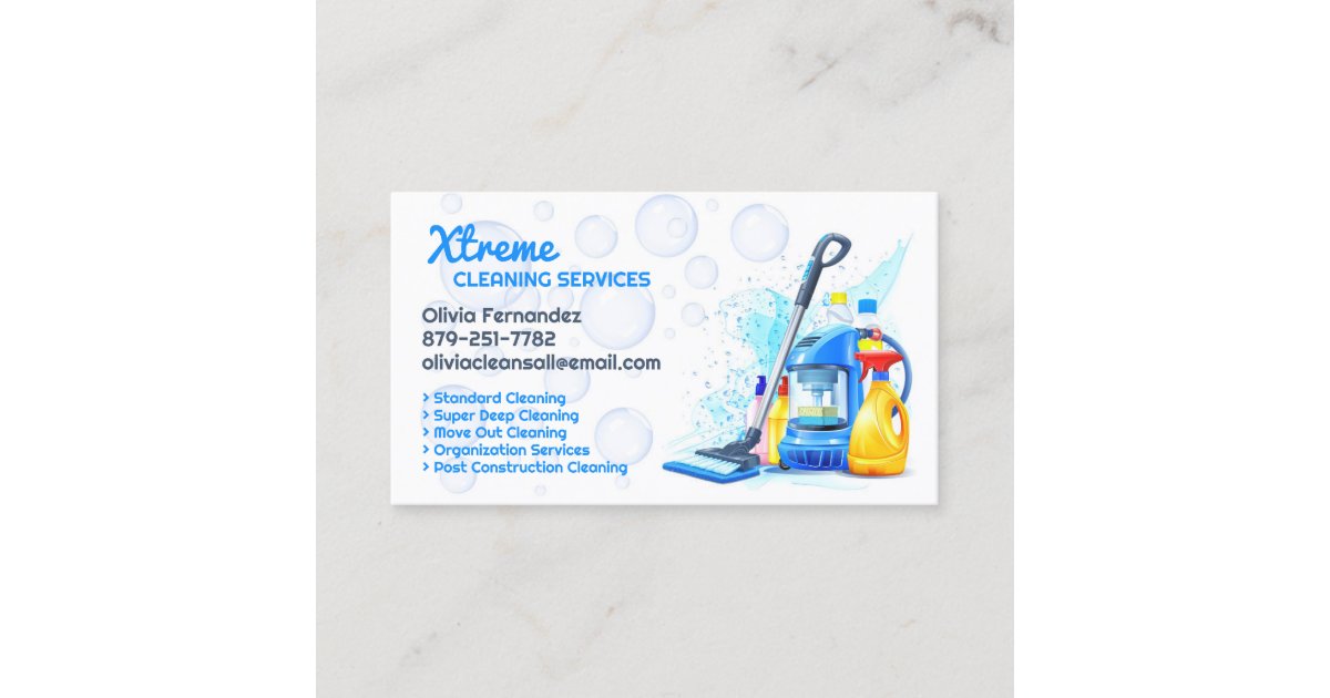 Cleaning Service Business Card | Zazzle