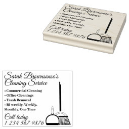 Cleaning Service Business Card Janitorial Maid Rubber Stamp | Zazzle