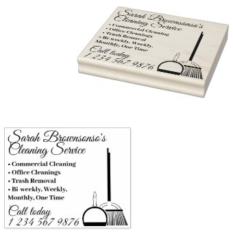 Cleaning Service Business Card Janitorial Maid Rubber Stamp | Zazzle
