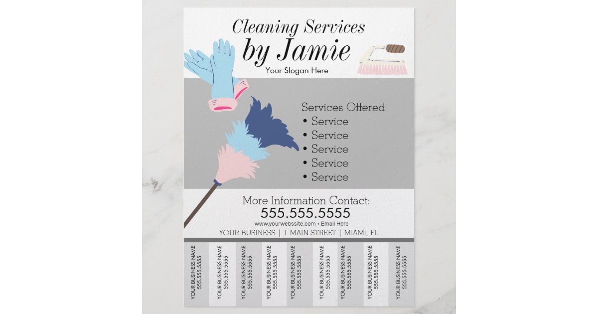 Cleaning Service Business Tear Off Strips B Flyer | Zazzle