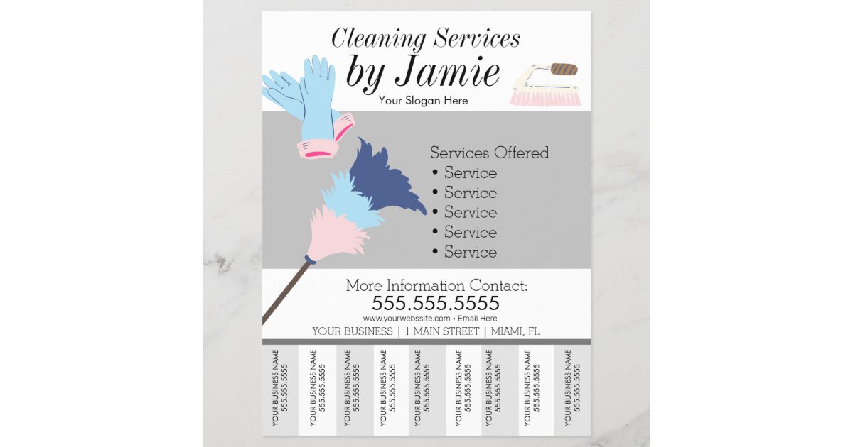 Cleaning Service Business Tear Off Strips B Flyer | Zazzle