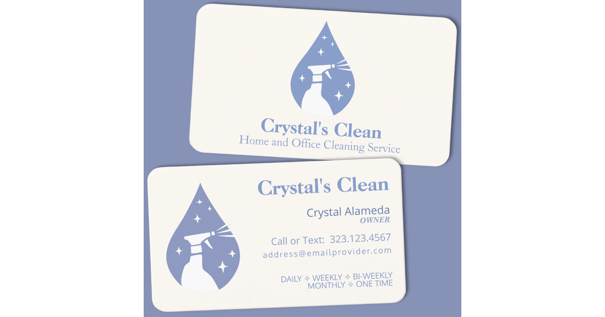 Cleaning Service Cute Ivory + Blue Spray Droplet Business Card | Zazzle