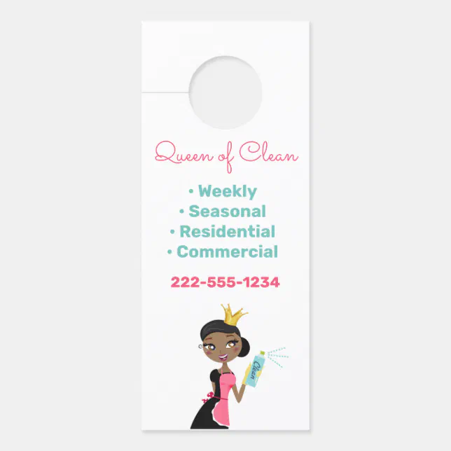 Cleaning Service Ethnic Female Maid Logo Door Hanger | Zazzle