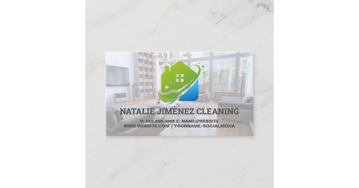 Cleaning Service | Home Mop Janitor Logo Business Card | Zazzle