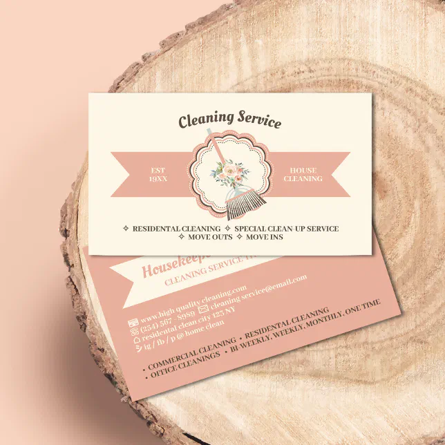 Cleaning service housekeeper maid janitorial business card | Zazzle