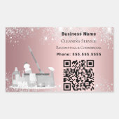 Cleaning service pink silver glitter dust QR code Rectangular Sticker ...