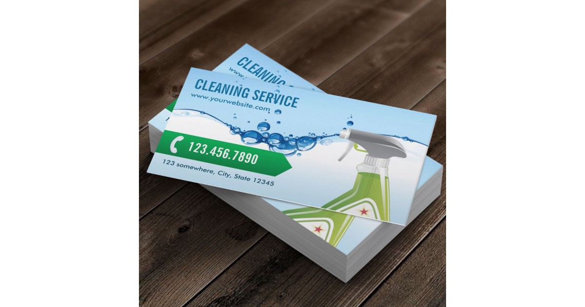 Cleaning Service Professional Blue Water Bubbles Business Card | Zazzle