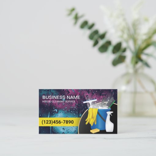 Cleaning Service Professional Housekeeping Business Card | Zazzle