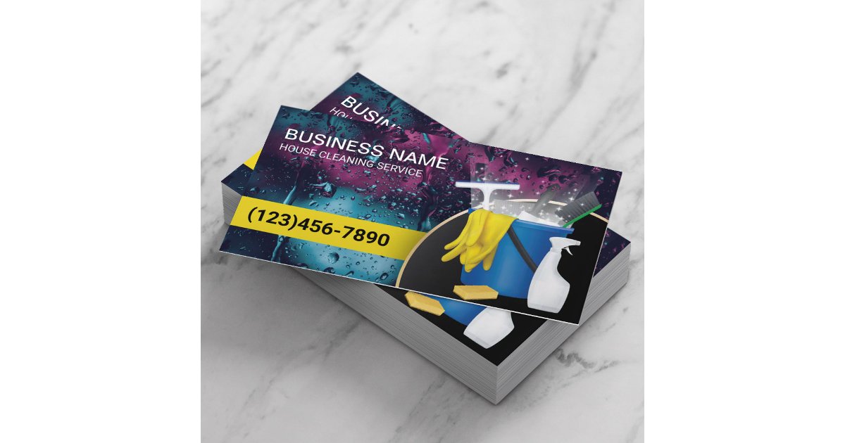 Cleaning Service Professional Housekeeping Business Card | Zazzle