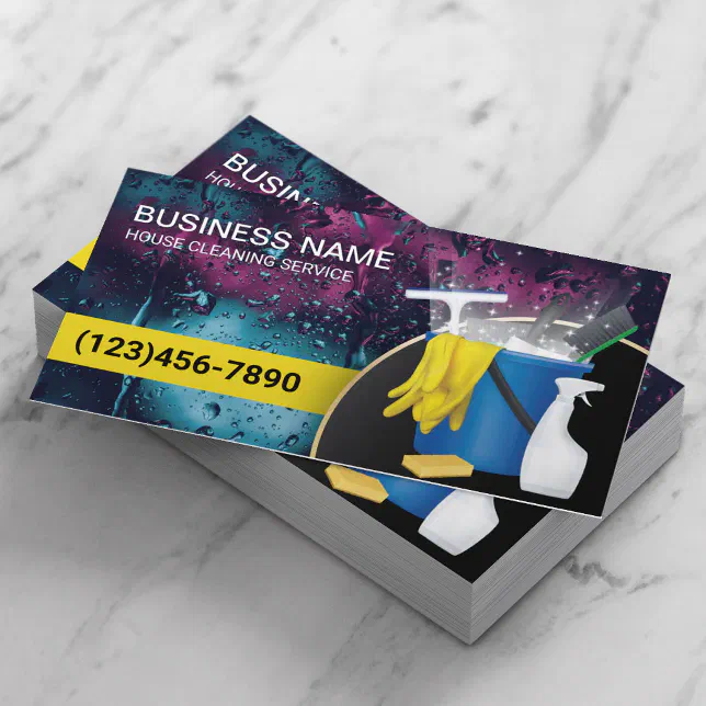 Cleaning Service Professional Housekeeping Business Card | Zazzle