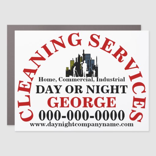 Cleaning service professional Logo buildings red Car Magnet | Zazzle