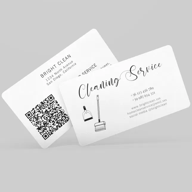 Cleaning Service QR Code Business Card | Zazzle