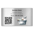 Cleaning service silver QR code Business Card Magnet | Zazzle