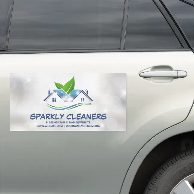 Cleaning Service | Sparkly House Logo Car Magnet | Zazzle